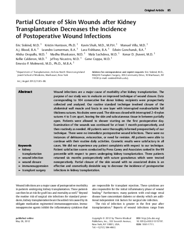 (PDF) Partial Closure of Skin Wounds after Kidney Transplantation ...