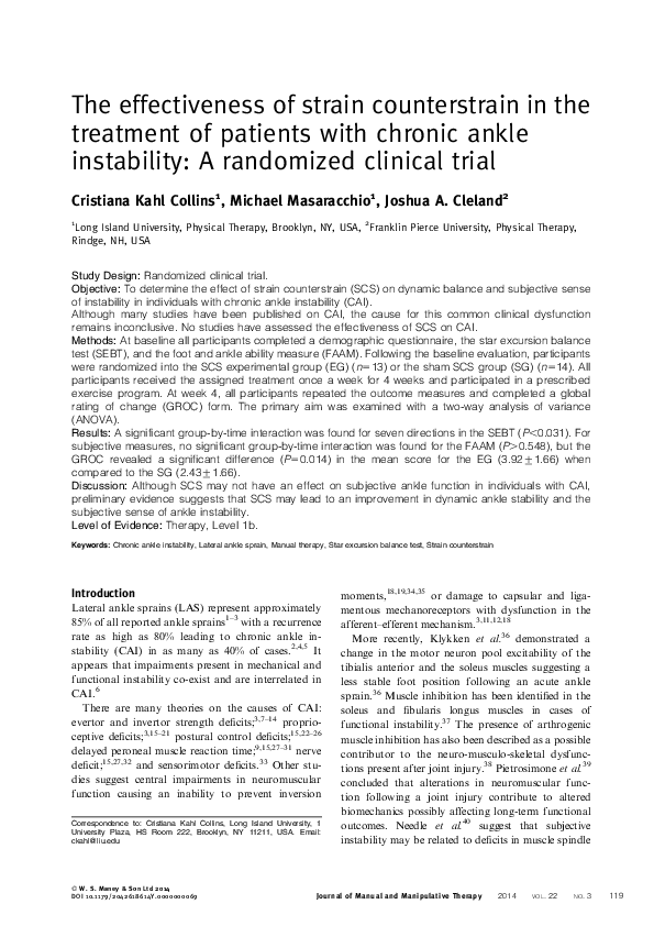 (PDF) The effectiveness of strain counterstrain in the treatment of ...