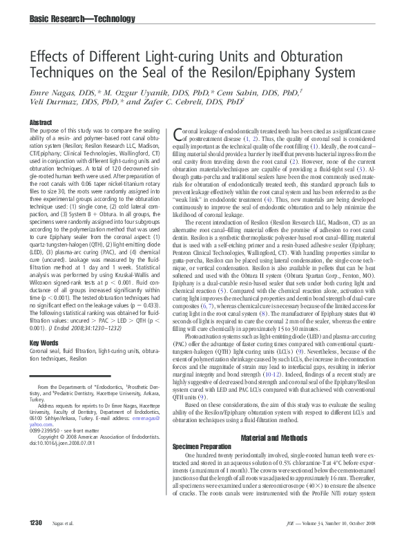 (PDF) Effects of Different Light-curing Units and Obturation Techniques ...