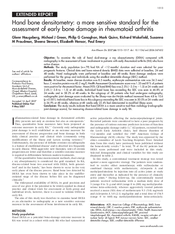 (PDF) Hand bone densitometry: a more sensitive standard for the ...