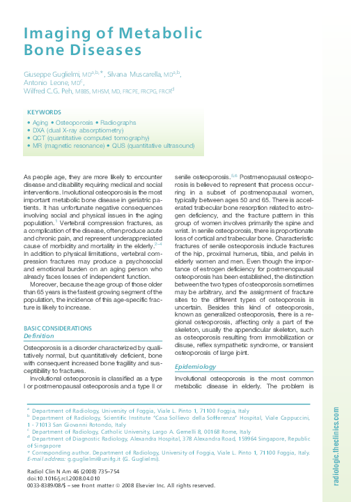 (PDF) Imaging of metabolic bone diseases