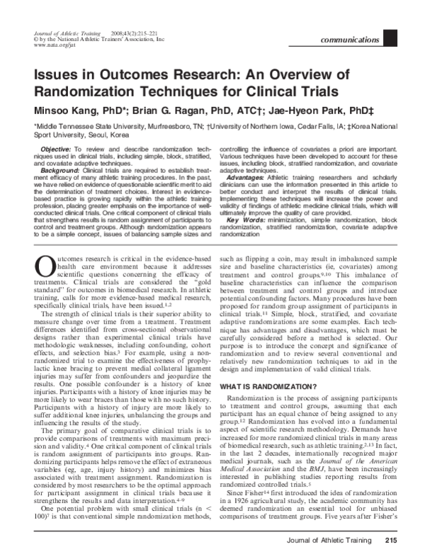 (PDF) Issues in Outcomes Research: An Overview of Randomization ...