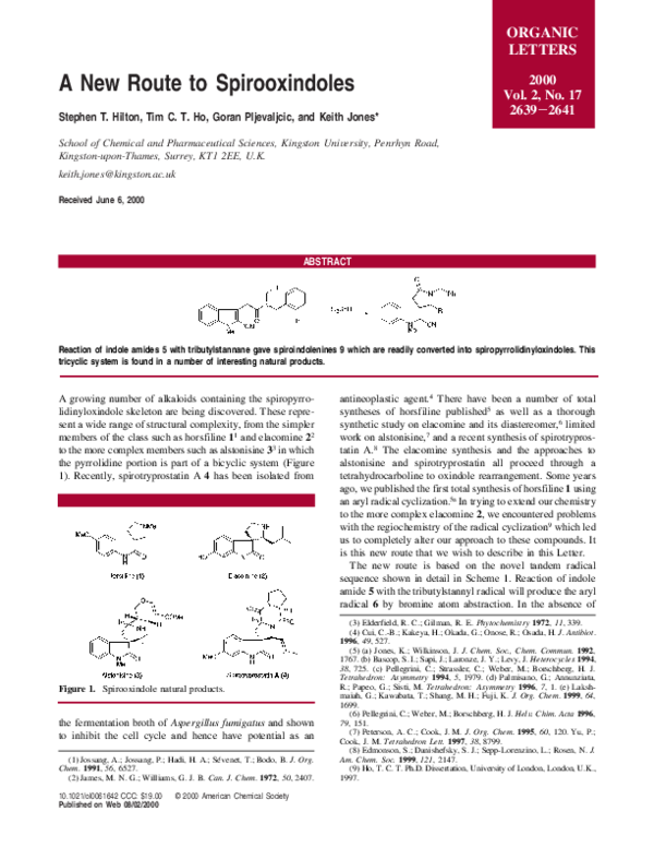 (PDF) A New Route to Spirooxindoles