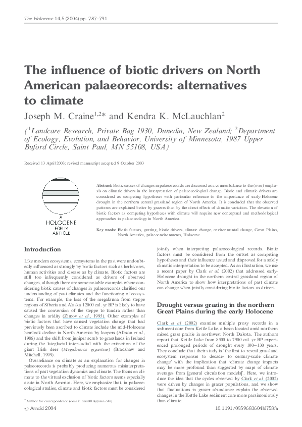 (PDF) The influence of biotic drivers on North American palaeorecords ...