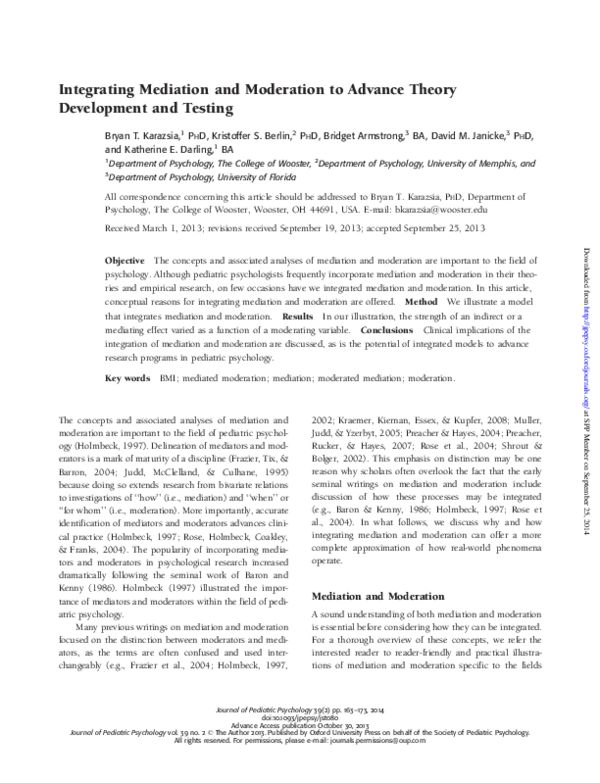 (PDF) Integrating Mediation and Moderation to Advance Theory ...