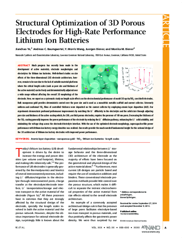 (PDF) Structural Optimization of 3D Porous Electrodes for High-Rate ...