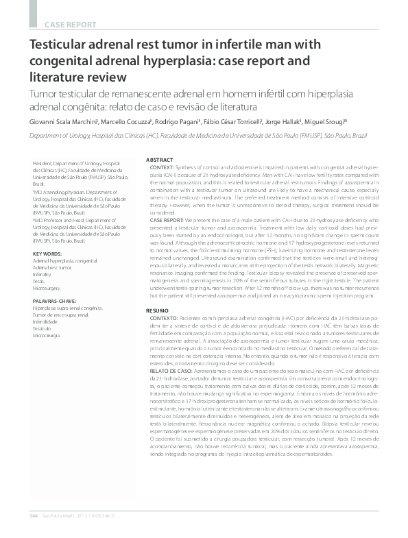 Pdf Up 2 054 Testicular Adrenal Rest Tumor In Infertile Patient With
