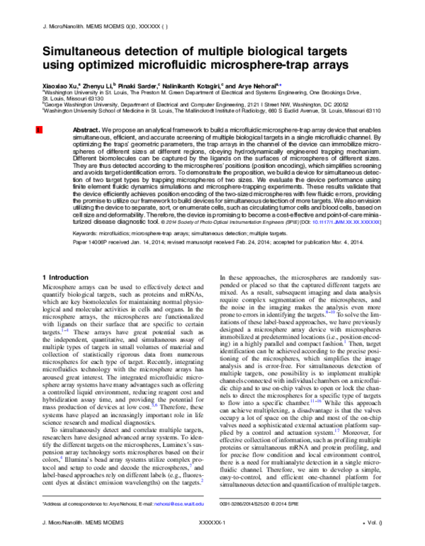 (PDF) Microfluidic microsphere-trap arrays for simultaneous detection of multiple targets