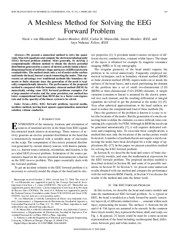 (PDF) A Meshless Method for Solving the EEG Forward Problem