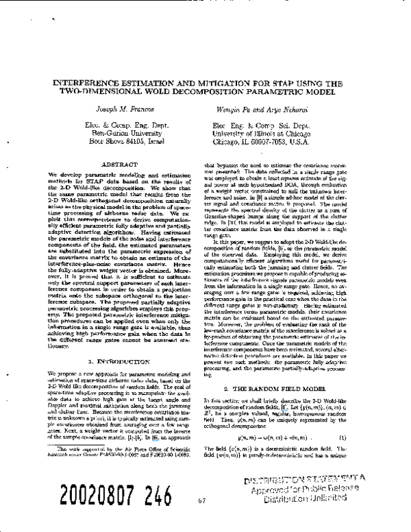 (PDF) Interference estimation and mitigation for STAP using the two ...