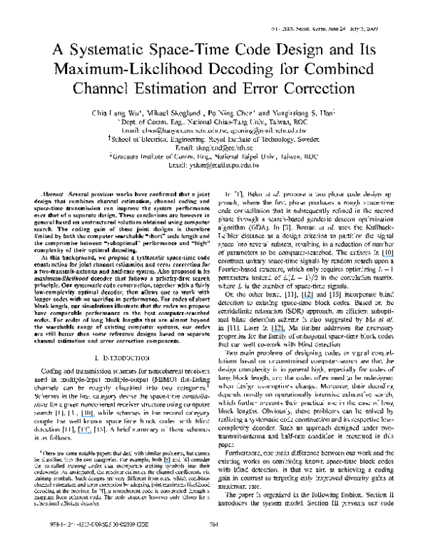Pdf A Systematic Space Time Code Design And Its Maximum Likelihood