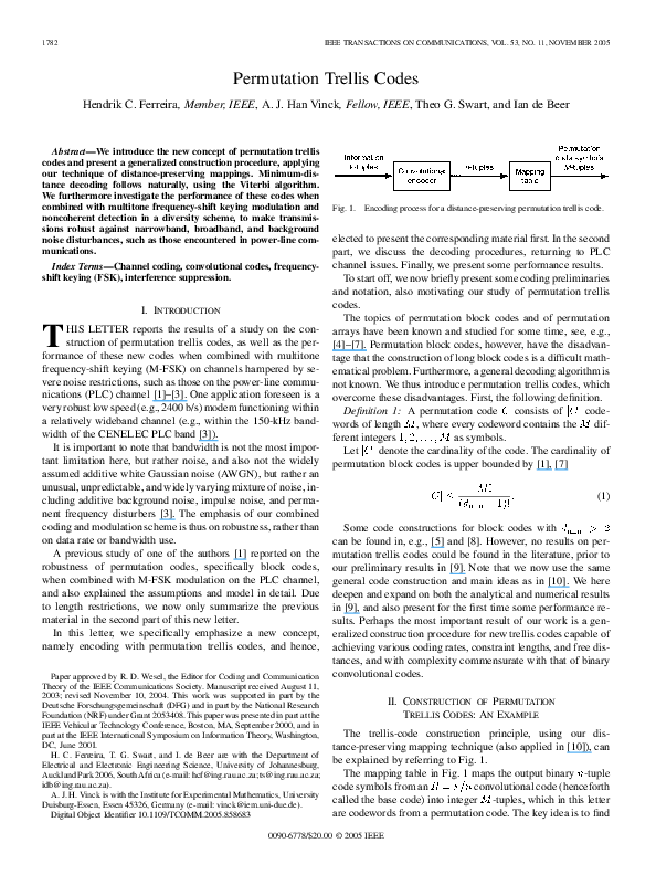 (PDF) Permutation Trellis Codes