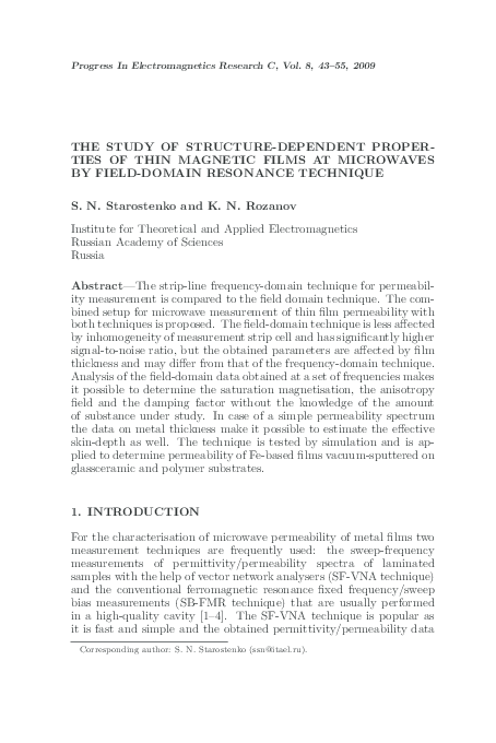 (PDF) THE STUDY OF STRUCTURE-DEPENDENT PROPERTIES OF THIN MAGNETIC FILMS AT MICROWAVES BY FIELD ...