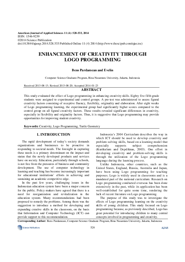 (PDF) Enhancement of Creativity Through Logo Programming