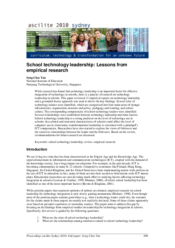 (PDF) School technology leadership: Lessons from empirical research