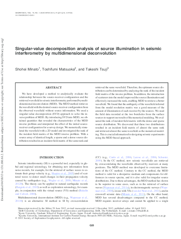 (PDF) Singular-value decomposition analysis of source illumination in ...
