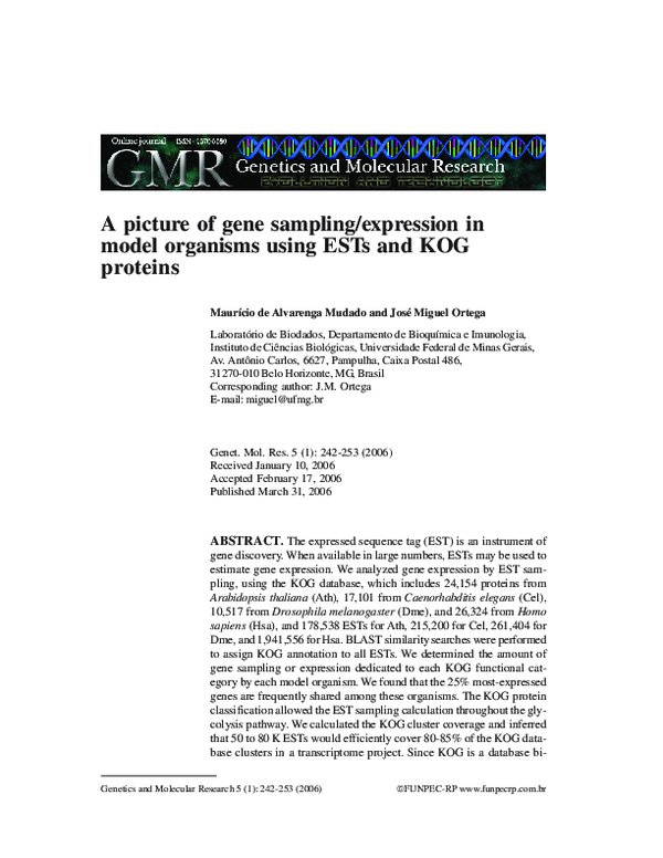 (PDF) A picture of gene sampling/expression in model organisms using ...