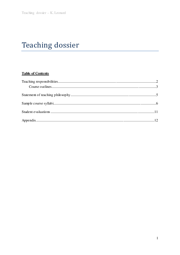 (PDF) Teaching dossier