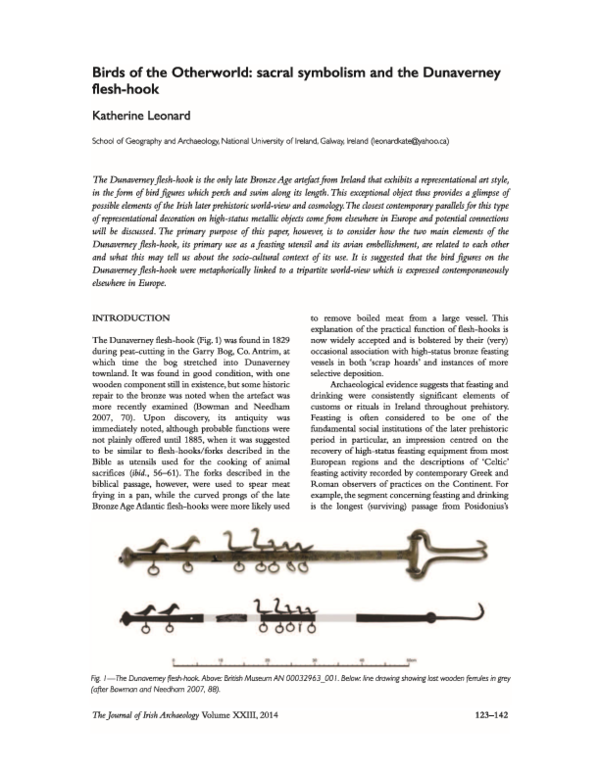 (PDF) Birds of the Otherworld: sacral symbolism and the Dunaverney ...