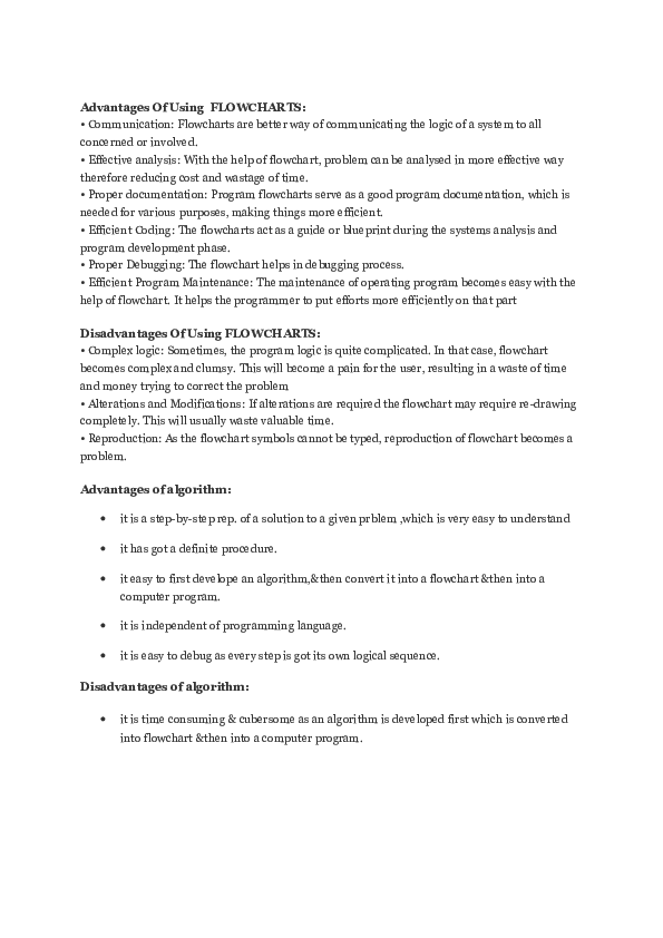 (DOC) Advantages Of Using FLOWCHARTS