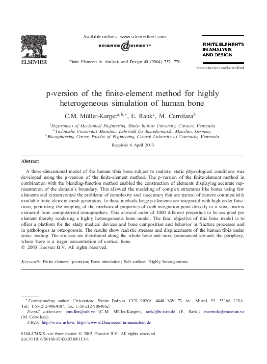 (PDF) P-Version of the Finite-Element Method for Highly Heterogeneous Simulation of Human Bone
