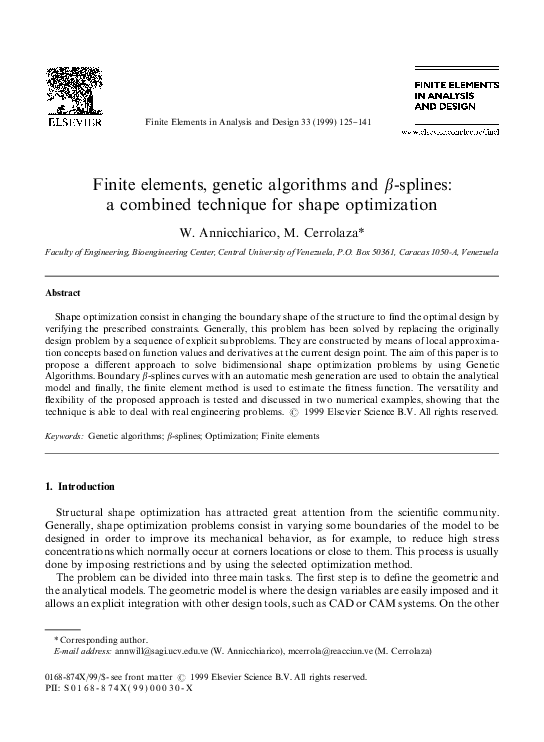 (PDF) Finite elements, genetic algorithms and -splines: a combined technique for shape optimization