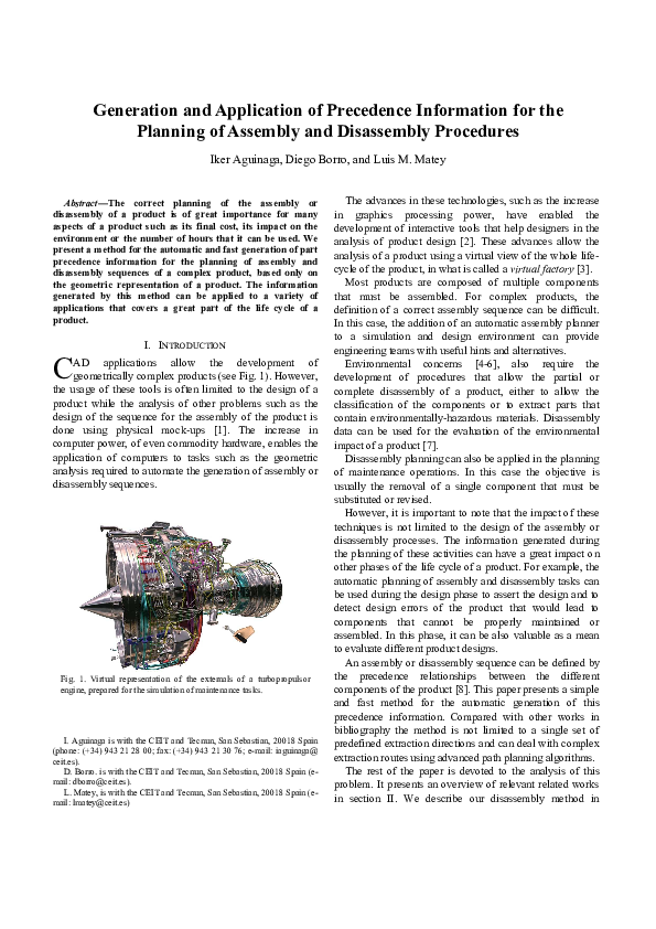 (PDF) Generation and Application of Precedence Information for the Planning of Assembly and ...