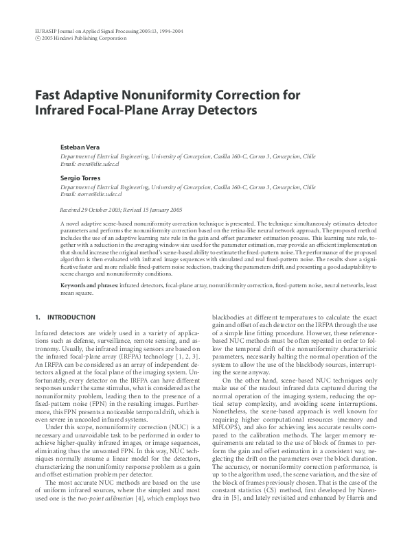 (PDF) Fast Adaptive Nonuniformity Correction for Infrared Focal-Plane Array Detectors