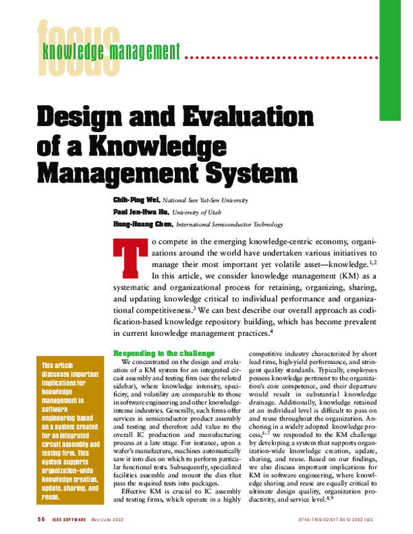 (PDF) Design and evaluation of a knowledge management system