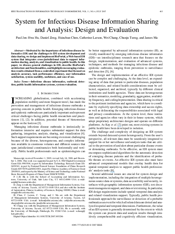 (PDF) System for Infectious Disease Information Sharing and Analysis ...