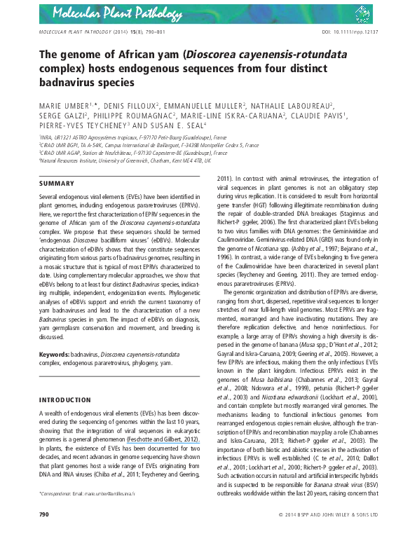 (PDF) The genome of African yam ( Dioscorea cayenensis-rotundata ...