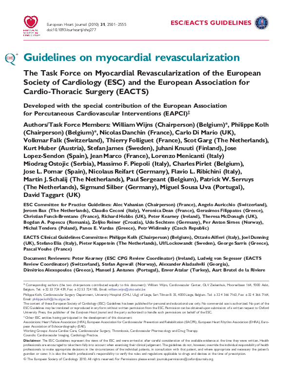(PDF) Guidelines on myocardial revascularization: The Task Force on ...