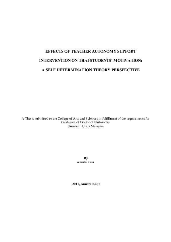 (PDF) EFFECTS OF TEACHER AUTONOMY SUPPORT INTERVENTION ON THAI STUDENTS' MOTIVATION: A SELF ...