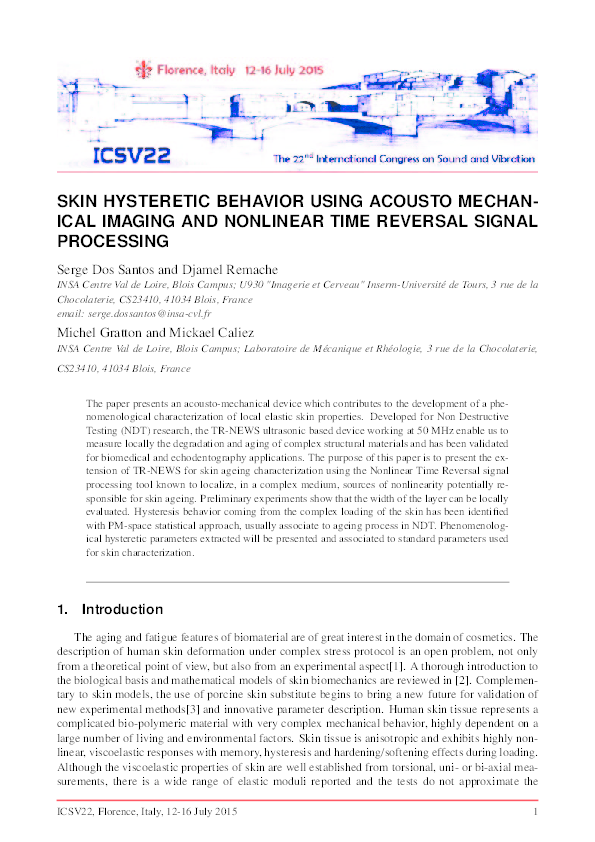 (PDF) Skin Hysteretic Behavior Using Acousto Mechan- Ical Imaging and ...