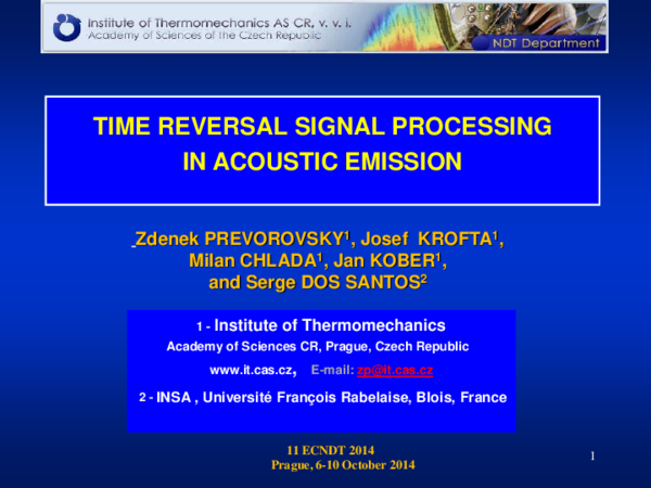(PDF) Time Reversal signal processing in acoustic emission testing