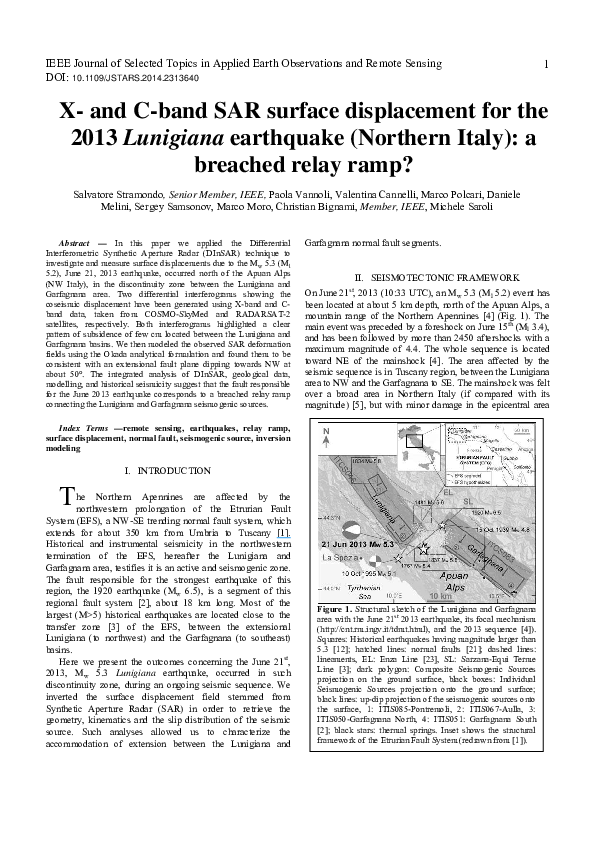 (PDF) X- and C-Band SAR Surface Displacement for the 2013 Lunigiana ...