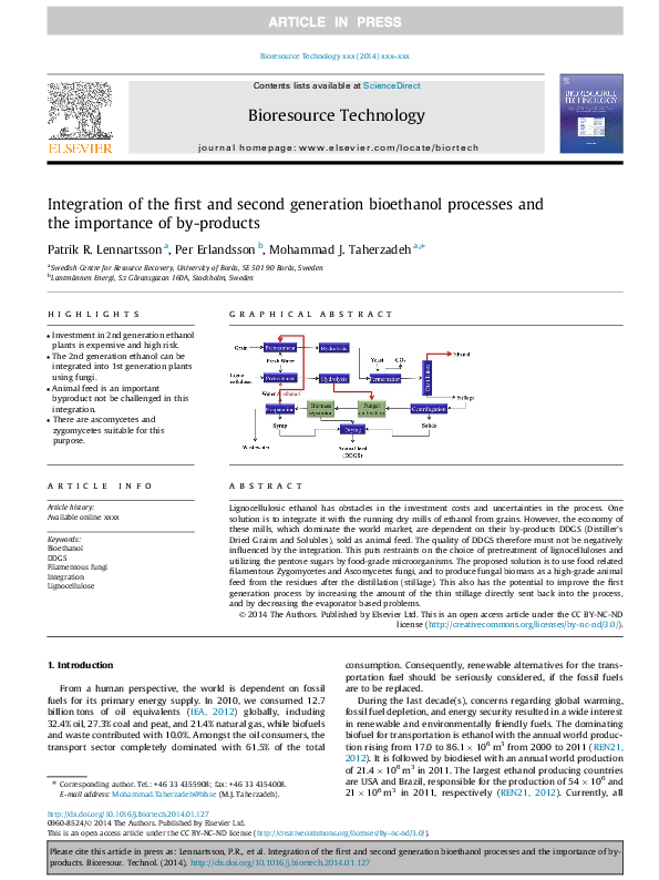 (PDF) Integration of the first and second generation bioethanol ...