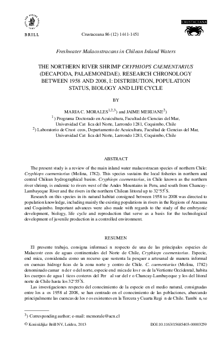 (PDF) The northern river shrimp Cryphiops caementarius (Decapoda ...