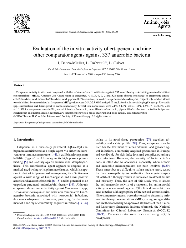(PDF) Comparative in vitro activity of ertapenem and 11 other ...