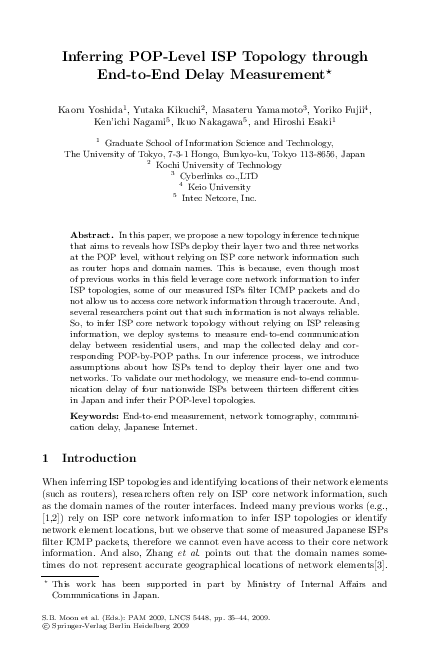 (PDF) Inferring POP-Level ISP Topology through End-to-End Delay Measurement