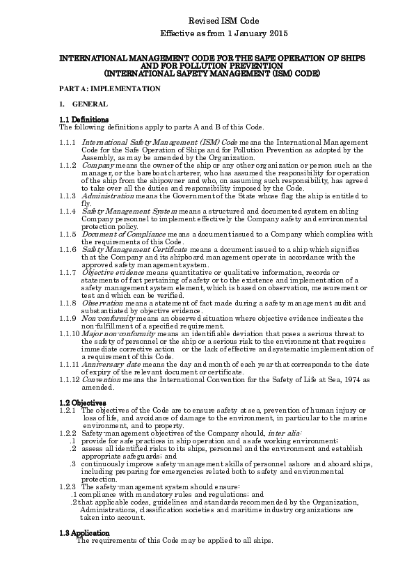 (PDF) INTERNATIONAL MANAGEMENT CODE FOR THE SAFE OPERATION OF SHIPS AND ...