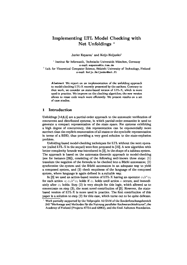 Pdf Implementing Ltl Model Checking With Net Unfoldings