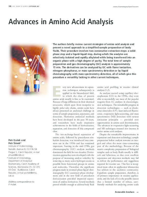 Recent advances in amino acid analysis by CE