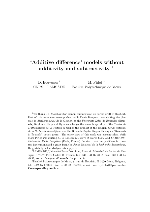 (PDF) ‘Additive difference’ models without additivity and subtractivity