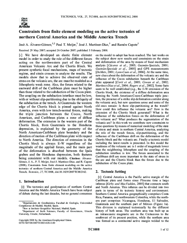 (PDF) Constraints from finite element modeling on the active tectonics ...