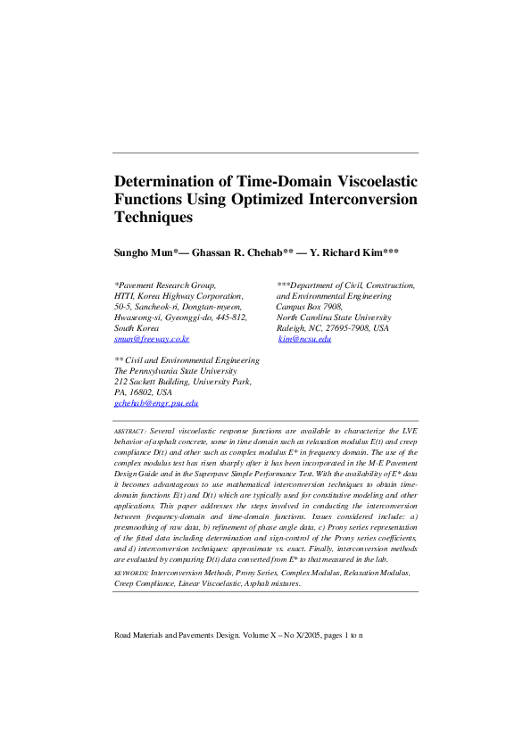 Pdf Determination Of Time Domain Viscoelastic Functions Using Optimized Interconversion Techniques