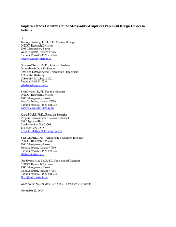(PDF) Implementation Initiatives of the Mechanistic-Empirical Pavement ...