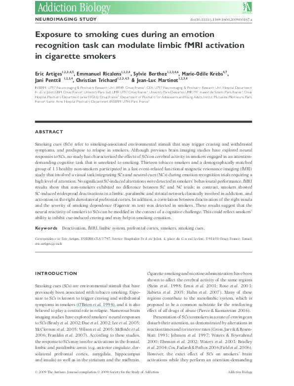 (PDF) Exposure to smoking cues during an emotion recognition task can ...