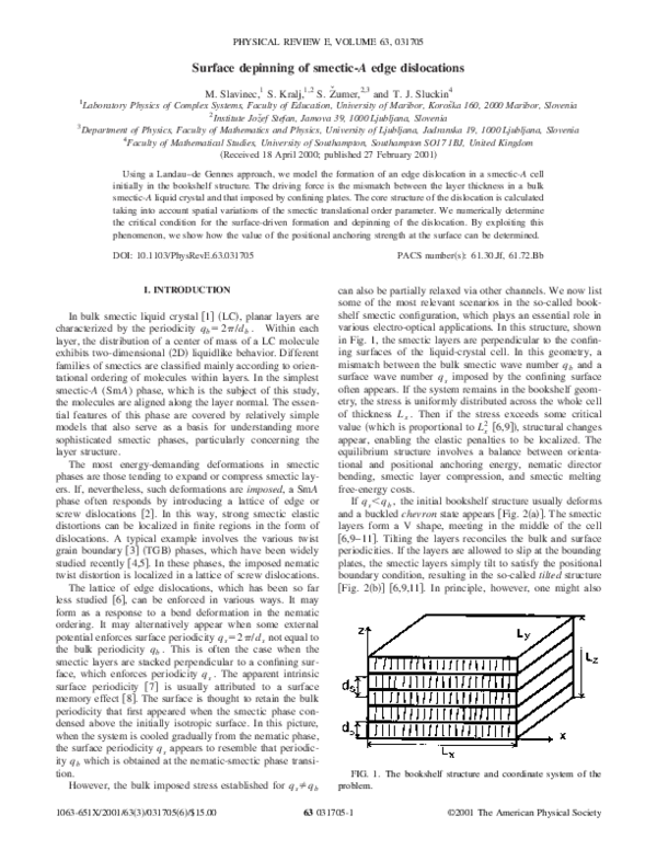 (PDF) Surface depinning of smectic-A edge dislocations