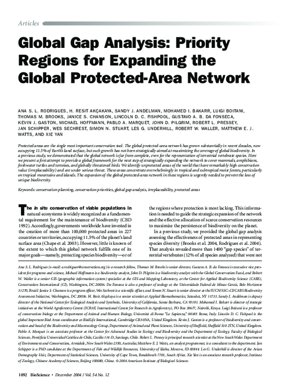 (PDF) Global Gap Analysis: Priority Regions for Expanding the Global ...